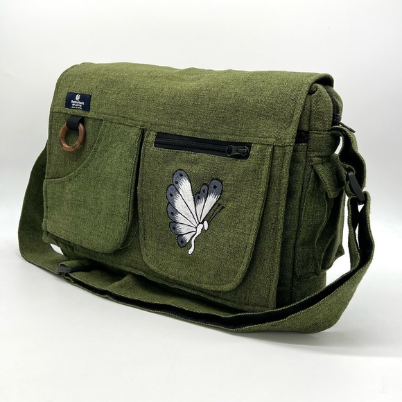 Puzzlestack | Bags | Butterfly Embroidered Cotton Laptop Messenger Bag ...